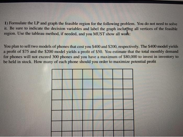 Solved 1) Formulate the LP and graph the feasible region for | Chegg.com