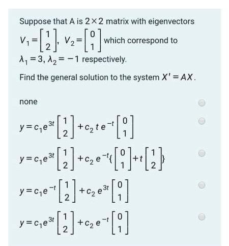 Solved Suppose that A is 2x2 matrix with eigenvectors = [2] | Chegg.com
