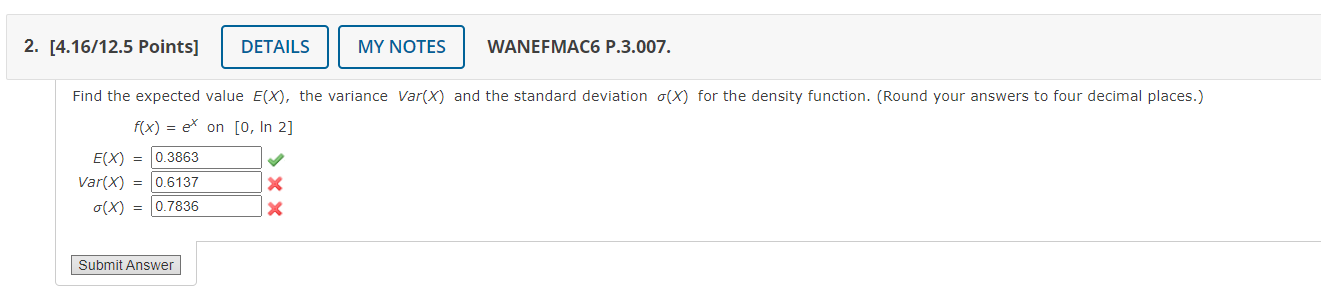Solved Find The Expected Value Ex ﻿the Variance Varx 6862