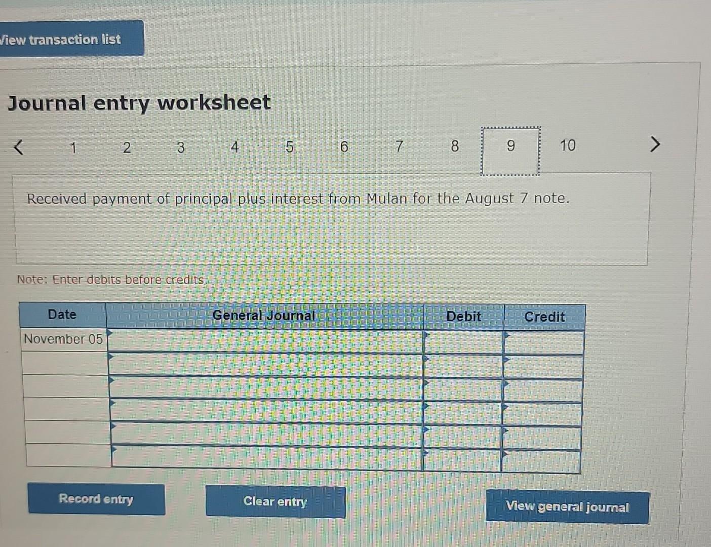 Solved Journal entry worksheet Received payment of principal | Chegg.com