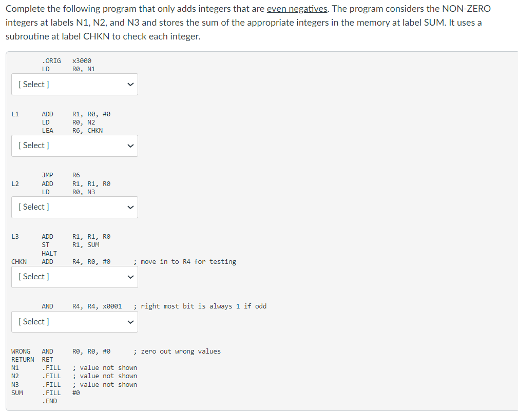 Solved Complete the following program that only adds | Chegg.com