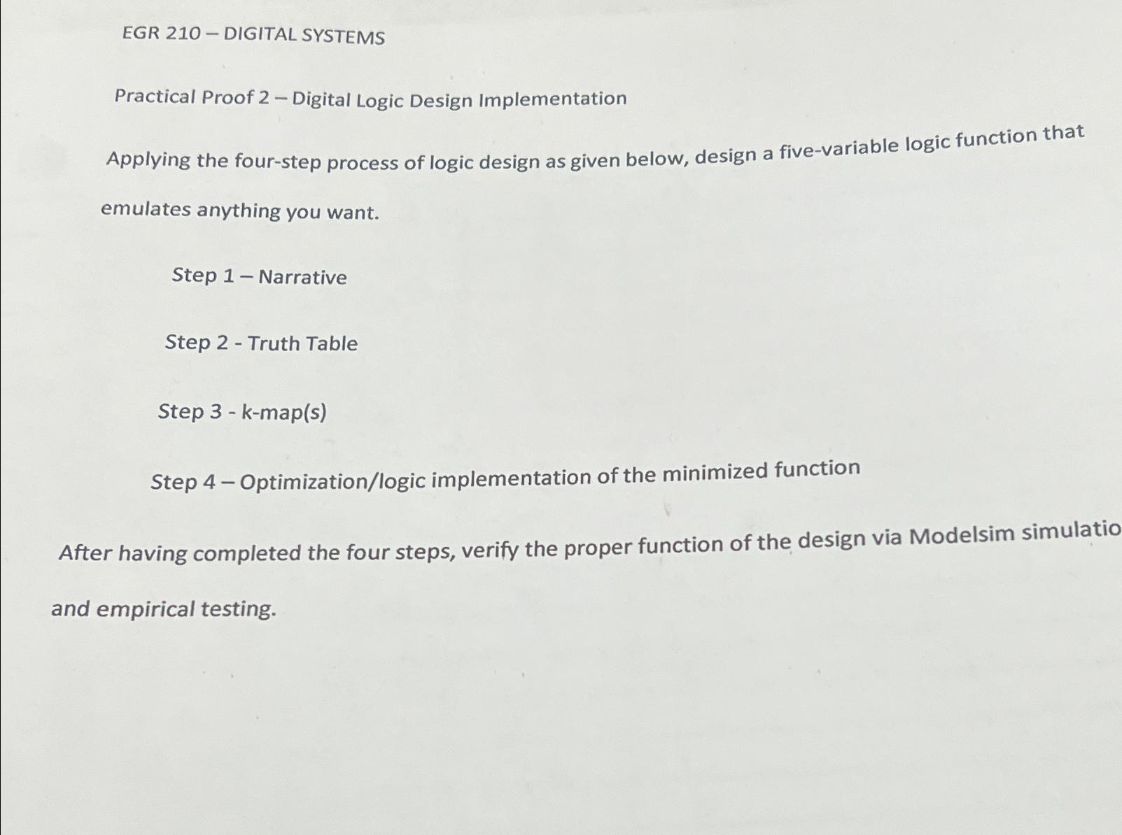 Solved EGR 210 - ﻿DIGITAL SYSTEMSPractical Proof 2 - | Chegg.com