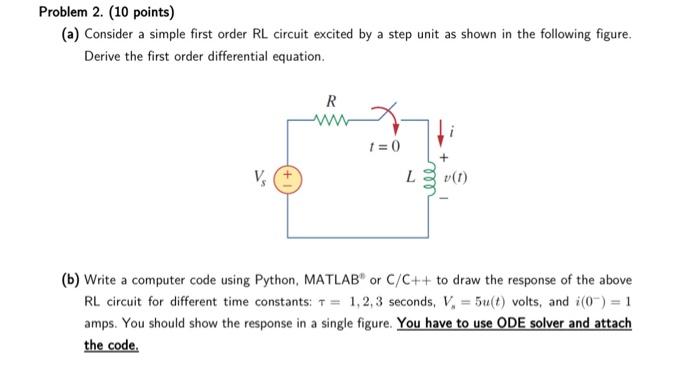 Solved Problem 2. (10 points) (a) Consider a simple first | Chegg.com