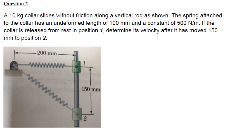 Solved Question 2.A 10kg ﻿collar slides without friction | Chegg.com