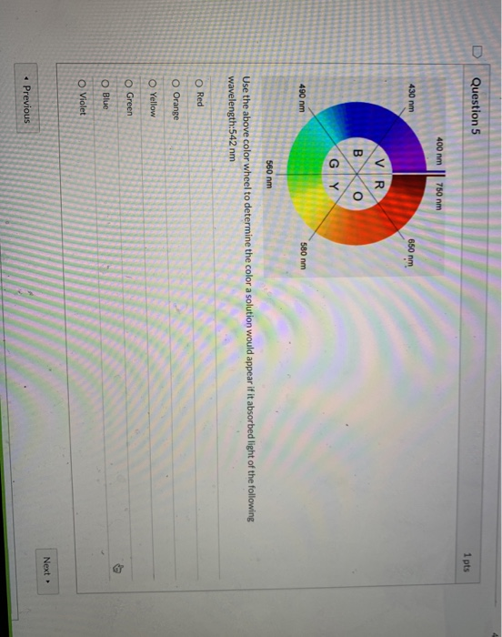 Solved Question 5 1 pts 400 nm 750 nm 430 nm 650 m VR B GY | Chegg.com