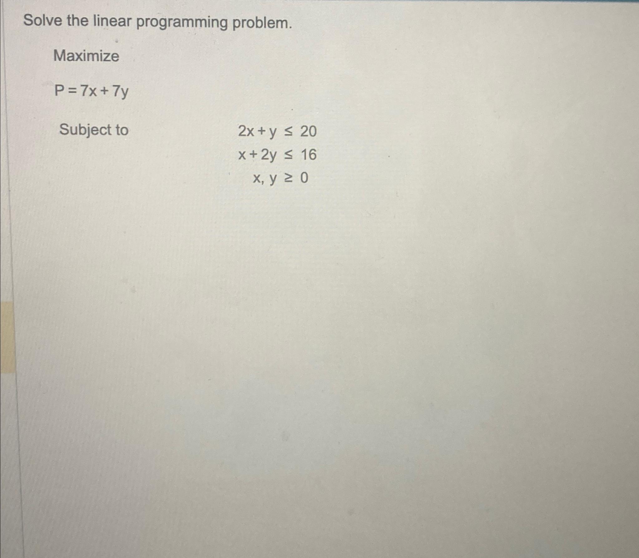 Solved Solve the linear programming | Chegg.com