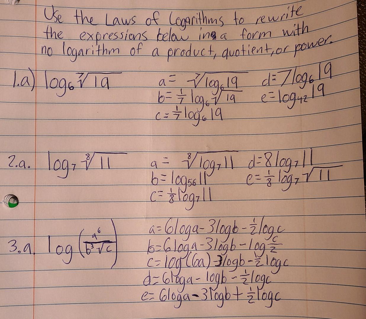 Solved Use the Laws of Logrrithms to rewrite the expressions | Chegg.com