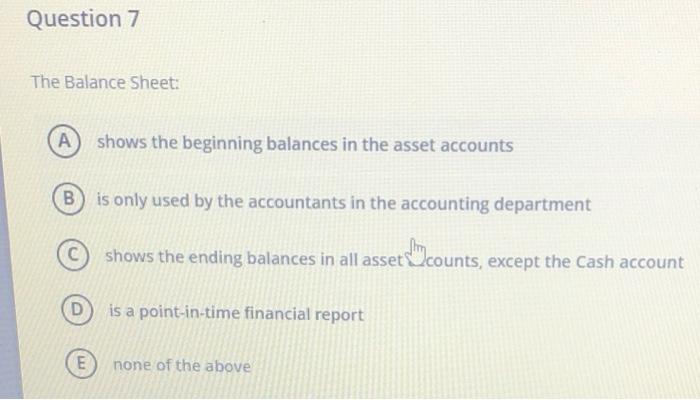 Solved The Balance Sheet: shows the beginning balances in | Chegg.com