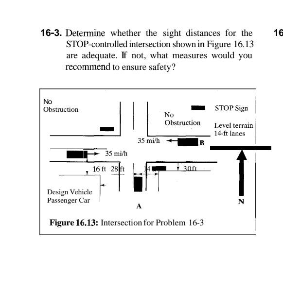 Solved 16-3. Determine whether the sight distances for the | Chegg.com