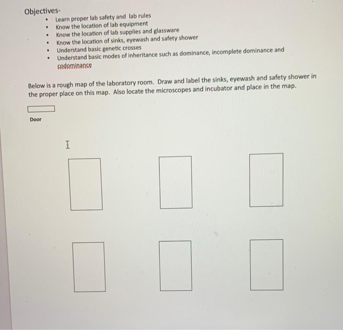 Objectives Learn proper lab safety and lab rules | Chegg.com