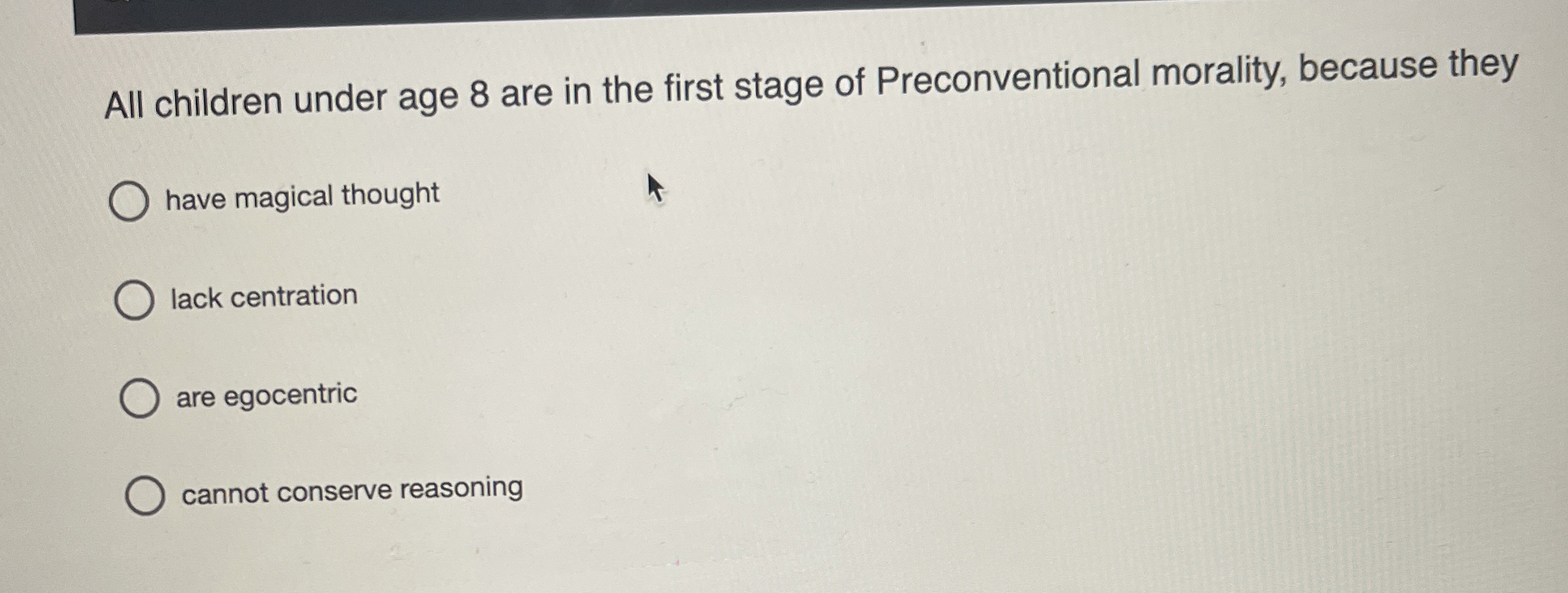Solved All children under age 8 ﻿are in the first stage of | Chegg.com