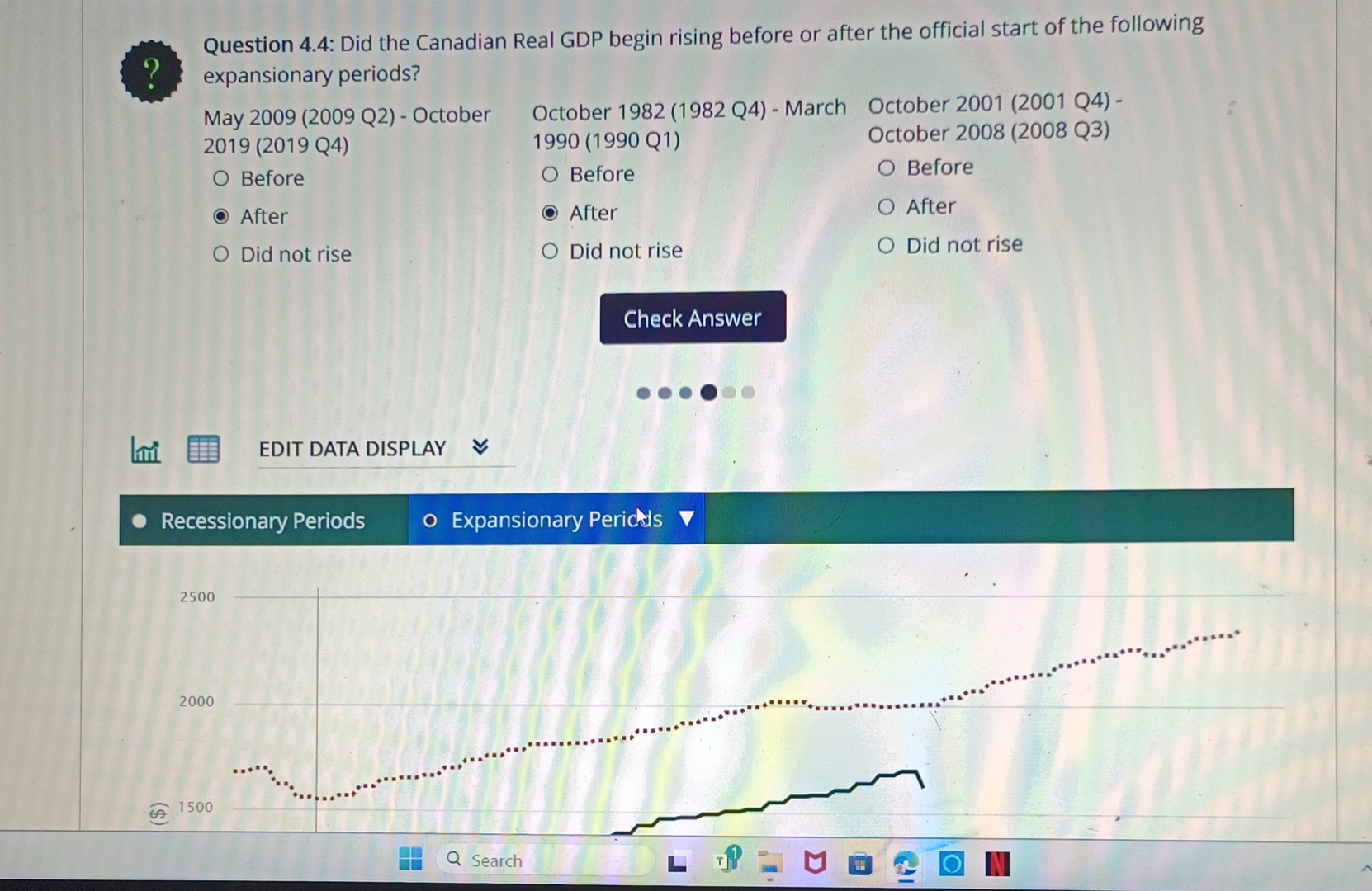 Solved Question 4.4: Did the Canadian Real GDP begin rising | Chegg.com
