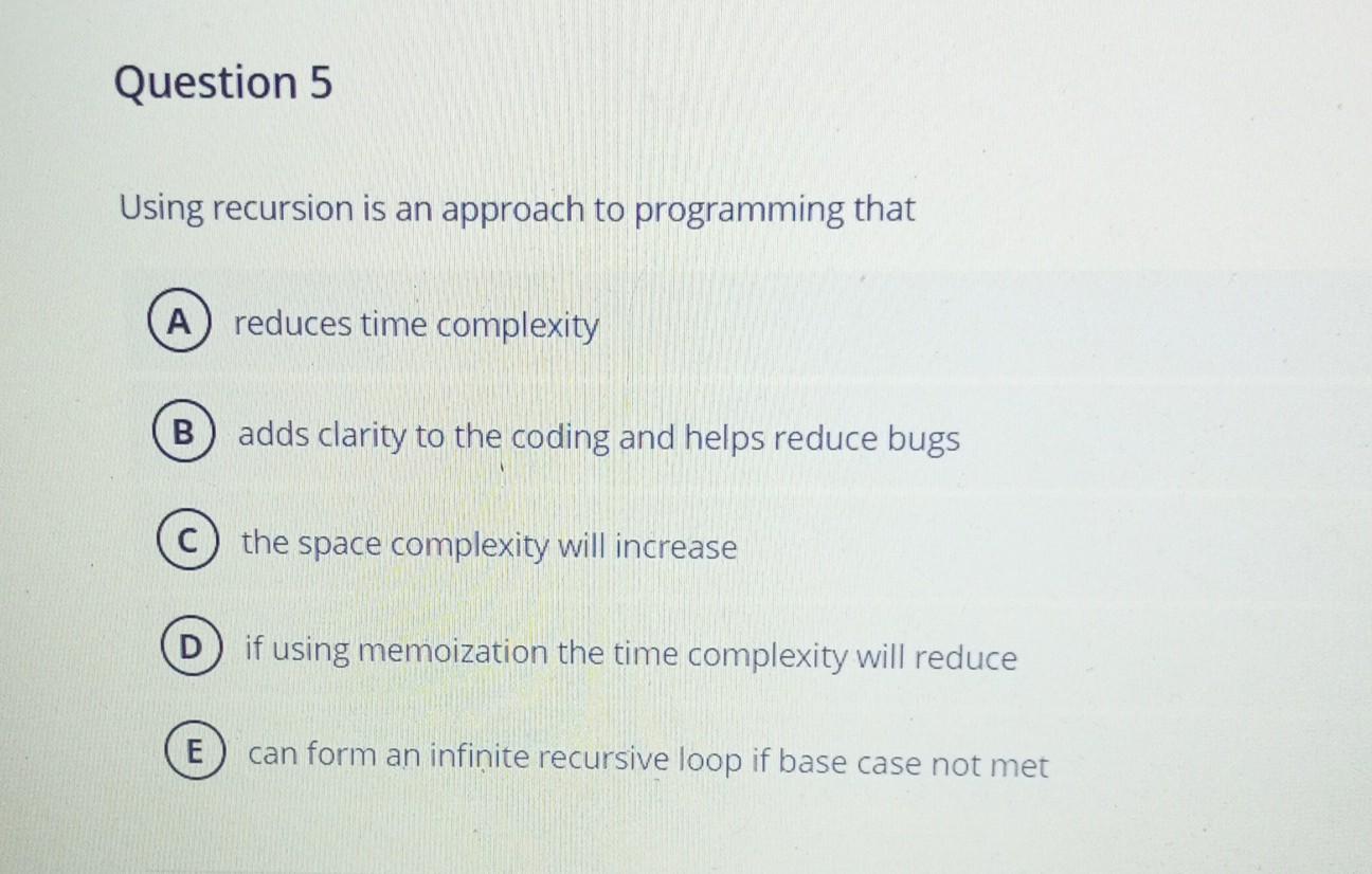 Solved Using recursion is an approach to programming that | Chegg.com