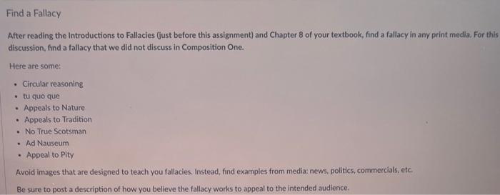 After reading the Introductions to Fallacies (just | Chegg.com