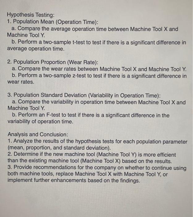 HW: Hypothesis Testing Activity Analyzing Production | Chegg.com