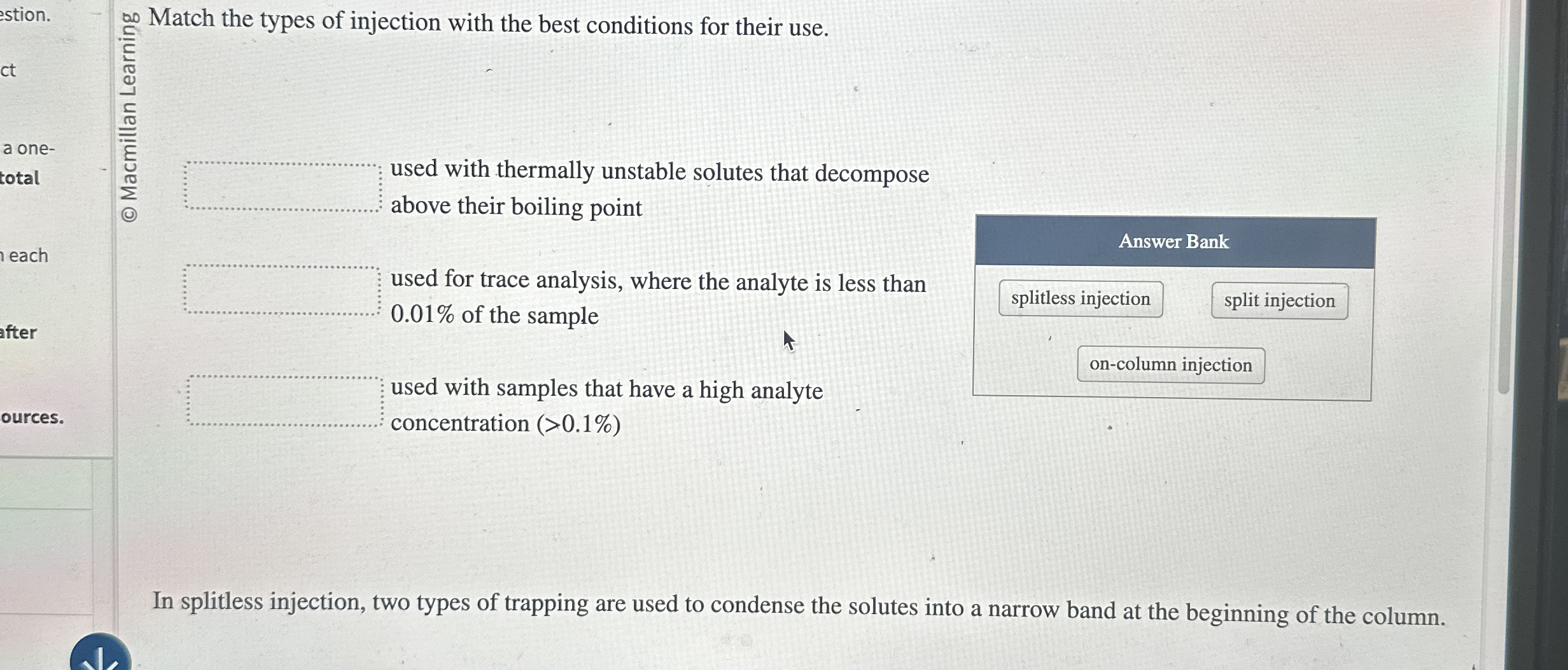 Solved estion. ,=?∞ ﻿Match the types of injection with the | Chegg.com
