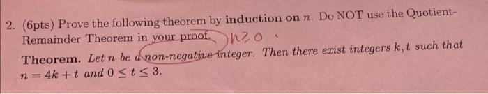 Solved 2. (6pts) Prove the following theorem by induction on | Chegg.com