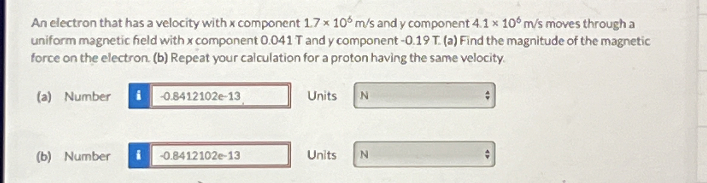 Solved An electron that has a velocity with x ﻿component | Chegg.com