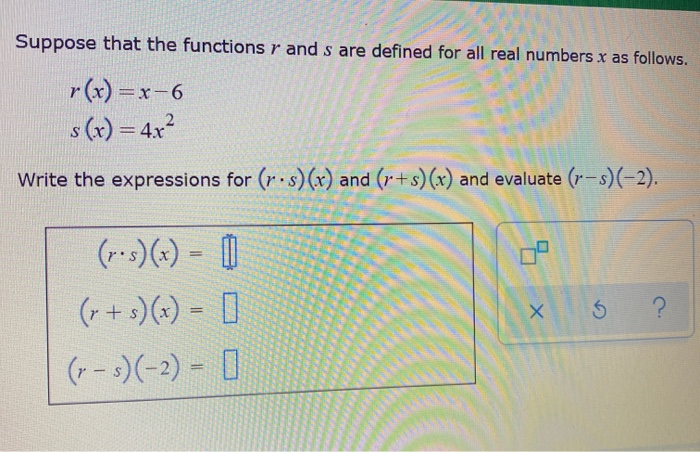 Solved Suppose that the functions r and s are defined for | Chegg.com