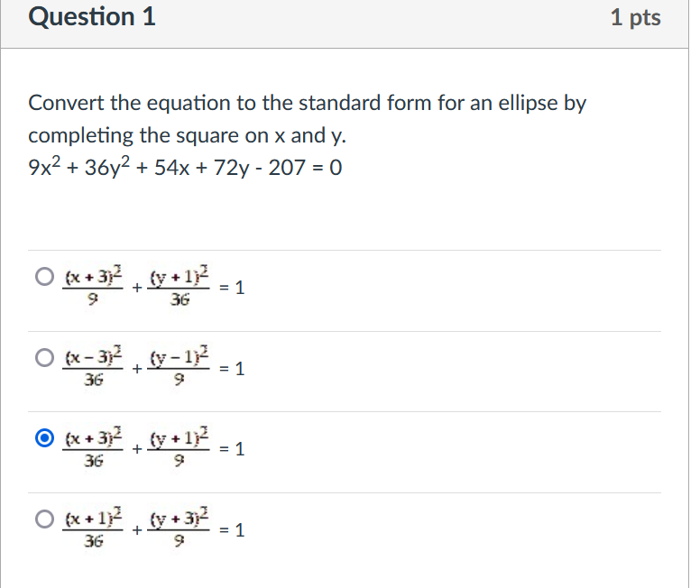 Solved Question 1Convert the equation to the standard form | Chegg.com