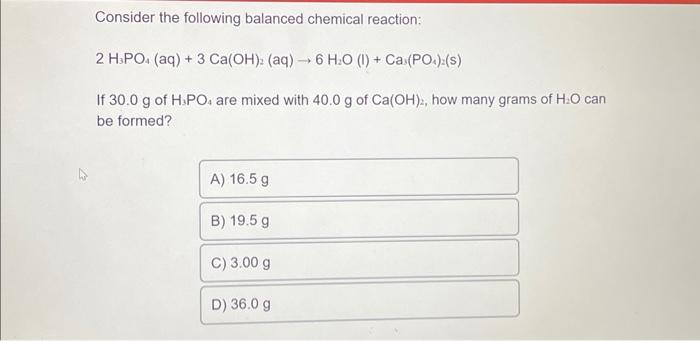 Solved Consider the following balanced chemical reaction: | Chegg.com