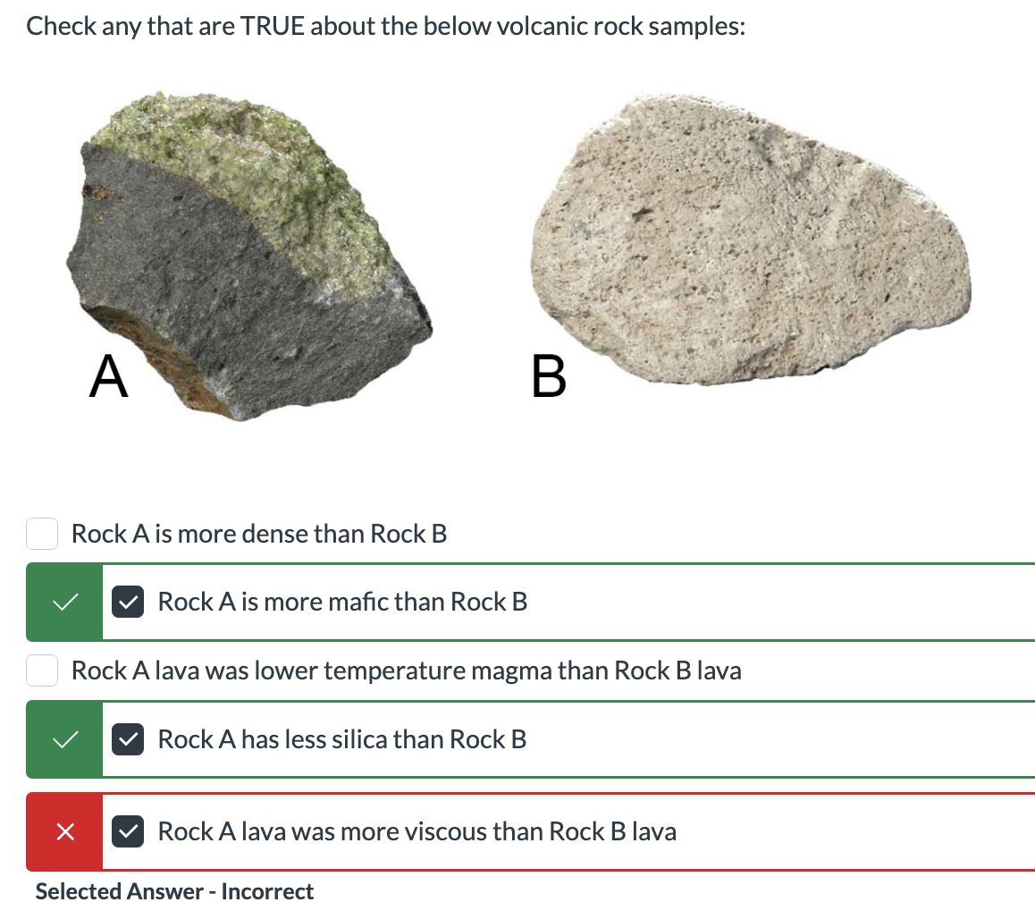 Solved Check any that are TRUE about the below volcanic rock | Chegg.com