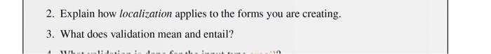 Solved 2. Explain how localization applies to the forms you | Chegg.com