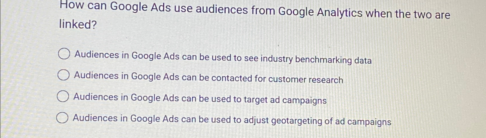 Solved How can Google Ads use audiences from Google | Chegg.com