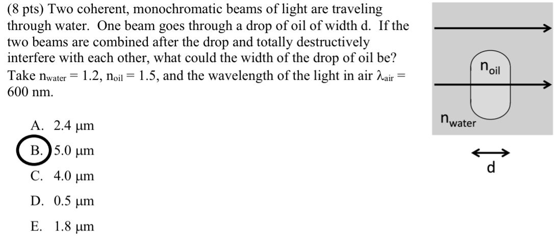 Solved 8 ﻿pts ﻿two Coherent Monochromatic Beams Of Light