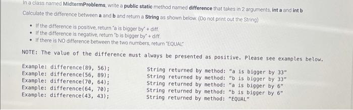 Solved In a class named MidtermProblems, write a public | Chegg.com