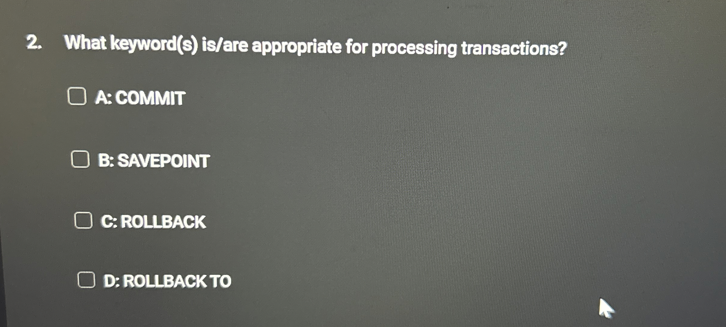 Solved What keyword(s) ﻿is/are appropriate for processing | Chegg.com