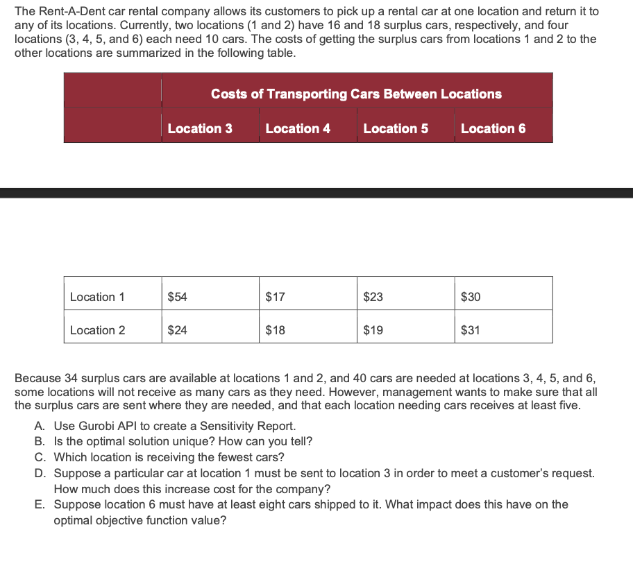 Solved The Rent-A-Dent car rental company allows its | Chegg.com