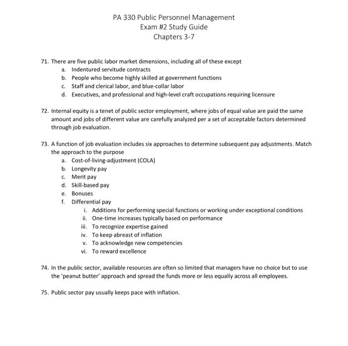 Solved PA 330 Public Personnel Management Exam \#2 Study | Chegg.com