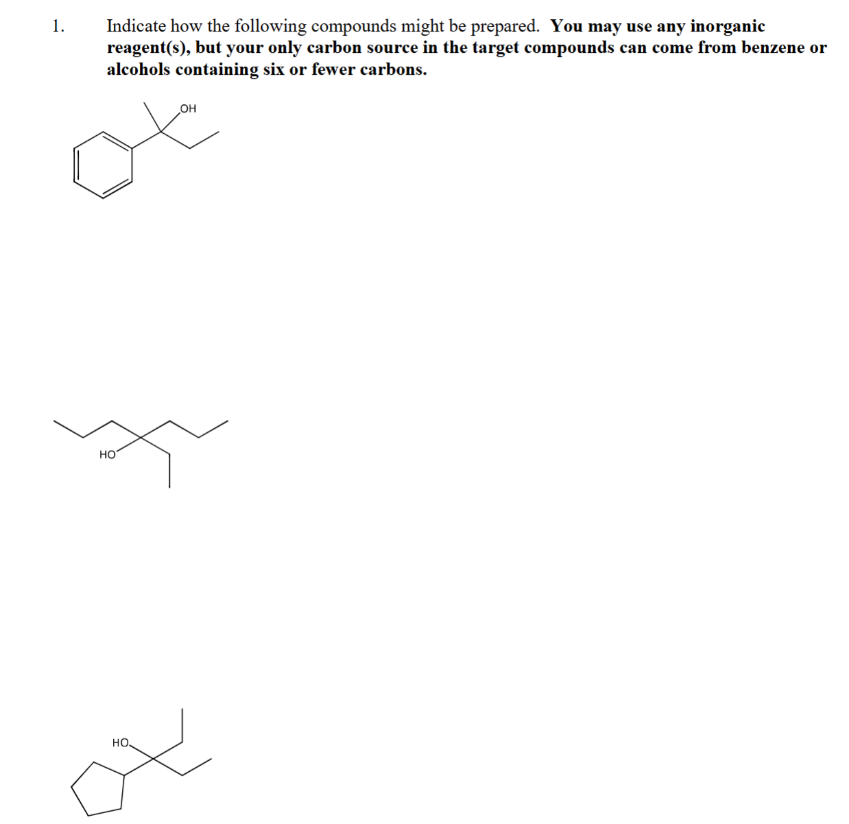 Solved Due 03/05/25 1. ﻿Indicate how the following compounds | Chegg.com