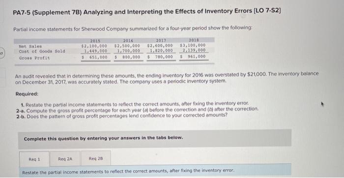 Solved PA7-5 (Supplement 7B) Analyzing and Interpreting the | Chegg.com