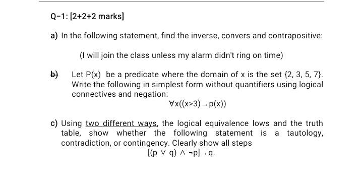 Solved b) Let P(x) be a predicate where the domain of x is | Chegg.com
