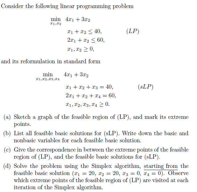 Solved Consider the following linear programming | Chegg.com