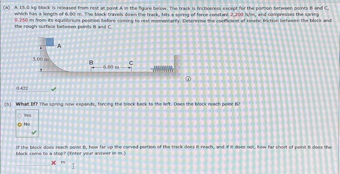 Solved a) A 15.0 kg block is released from rest at point A | Chegg.com