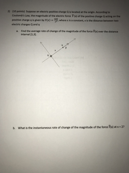 Solved 2) (10 points) Suppose an electric positive charge Q | Chegg.com
