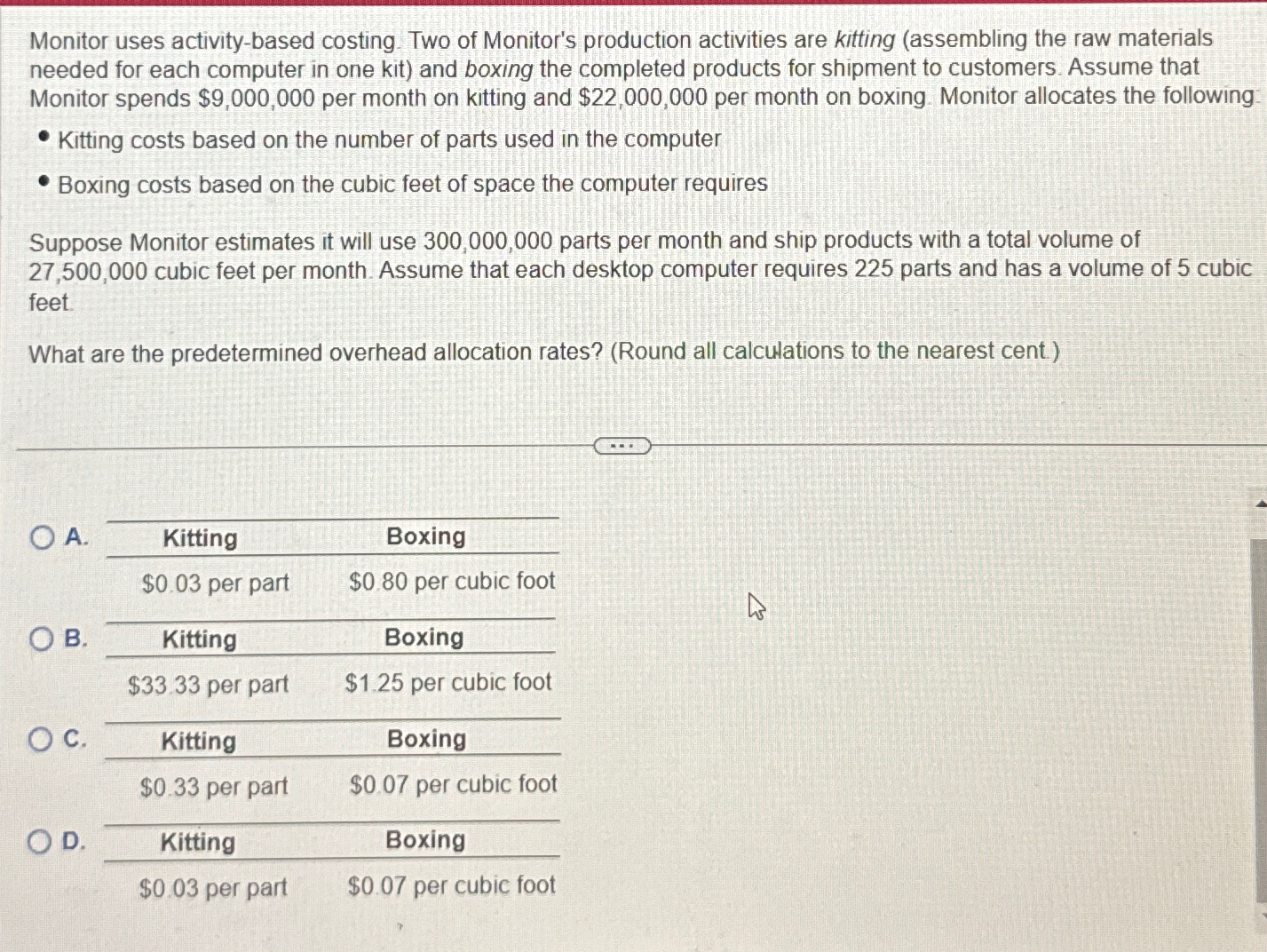 Solved Monitor uses activity-based costing. Two of Monitor's | Chegg.com