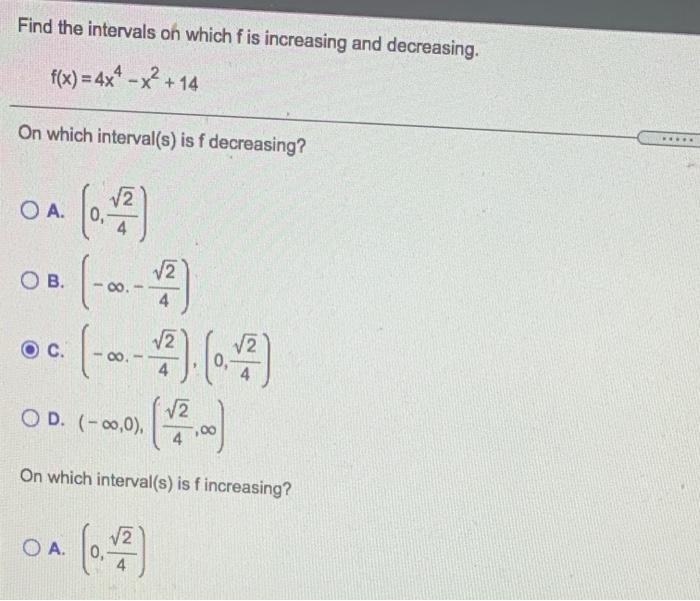 Solved Find the intervals on which fis increasing and | Chegg.com