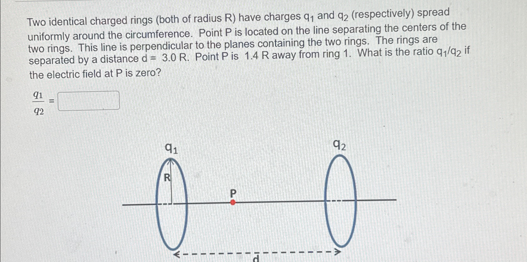 Solved Two identical charged rings (both of radius R ) ﻿have | Chegg.com