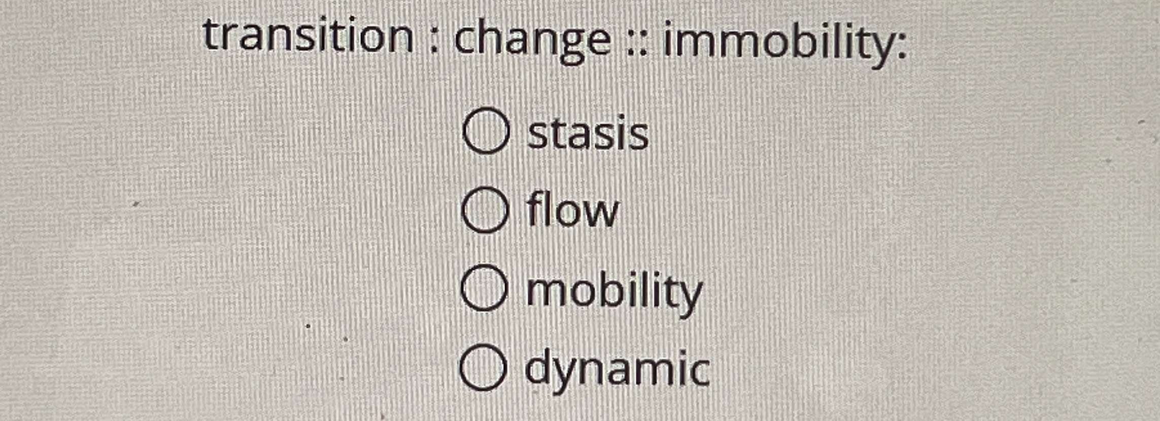 Solved transition : change :: | Chegg.com