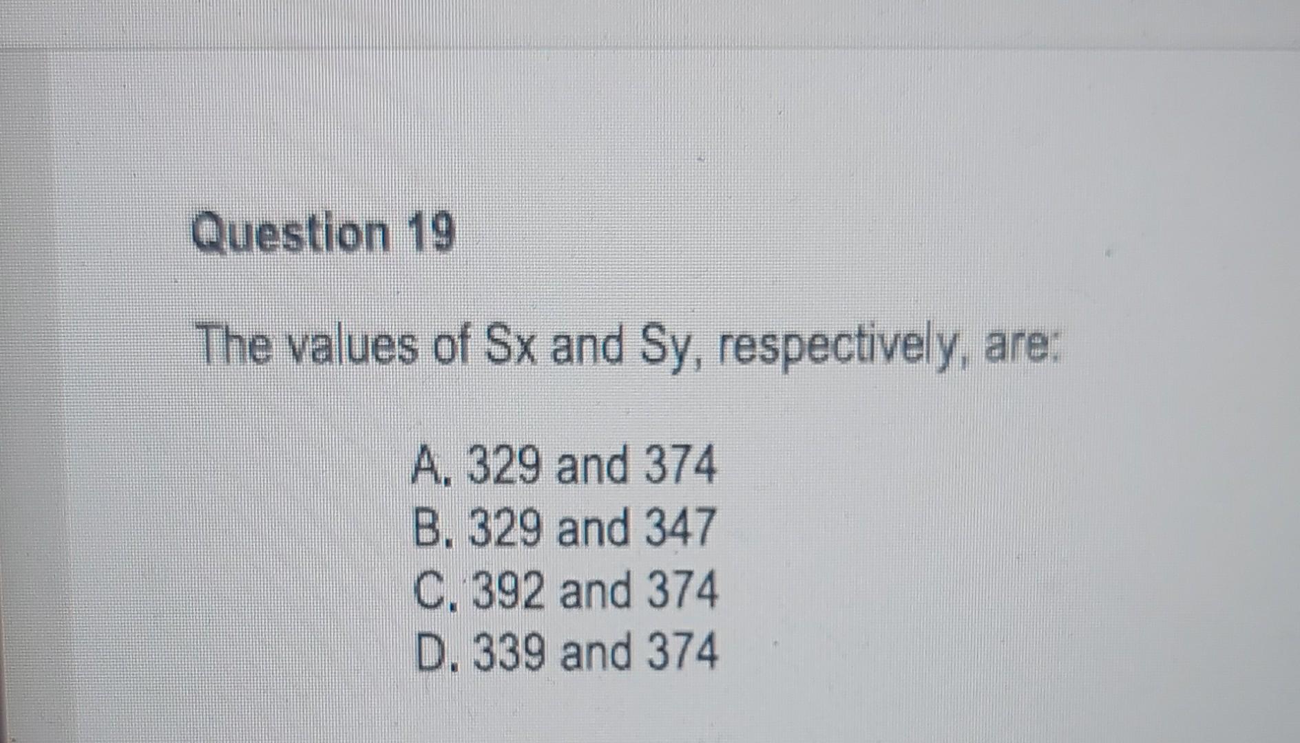 Question 19 The values of Sx and Sy, respectively, | Chegg.com