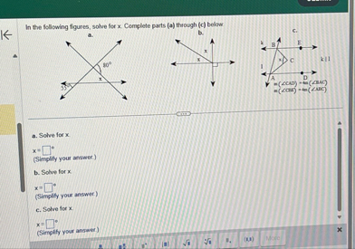 In the following figures, solve for x. ﻿Complete | Chegg.com