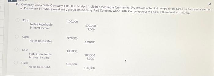 Solved Pai Company lends Betts Company $100,000 on April 1, | Chegg.com