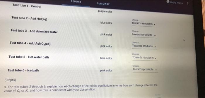 Solved 1. For test tubes 2 through 6, explain how each | Chegg.com