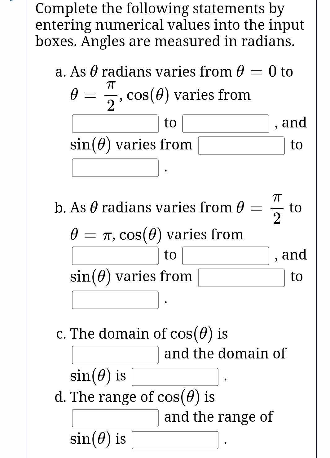 Solved Complete the following statements by entering | Chegg.com