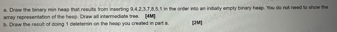 Solved a. ﻿Draw the binary min heap that results from | Chegg.com