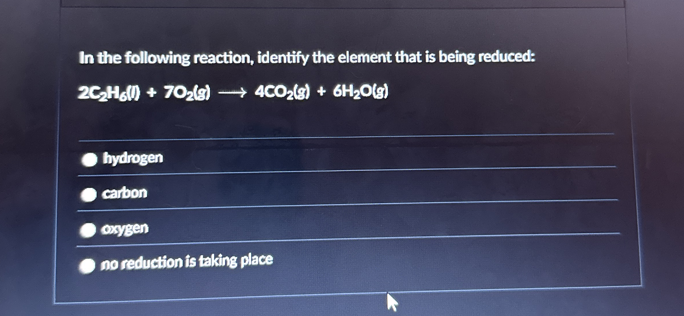 Solved In the following reaction, identify the element that | Chegg.com